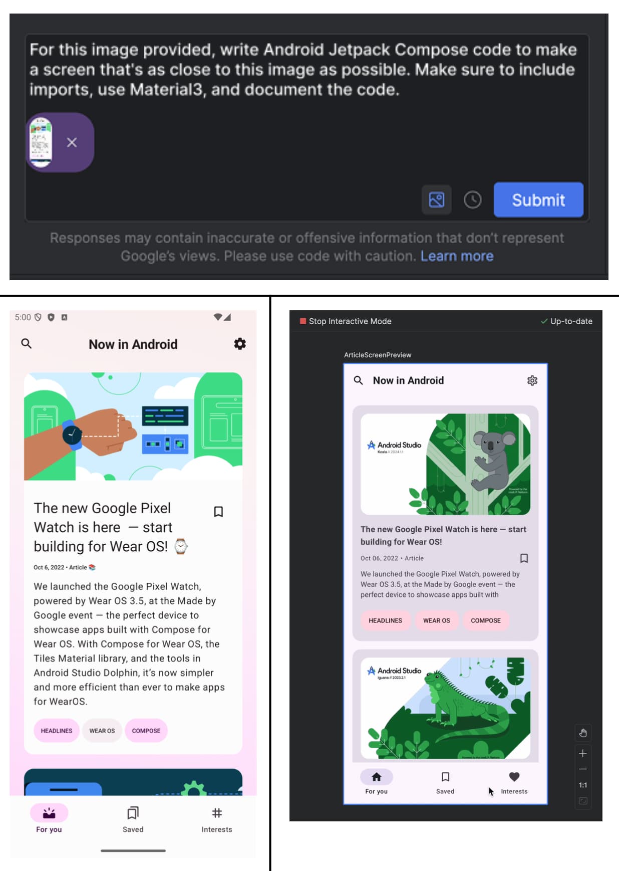 Gemini in Android Studio can now turn UI mockups into code