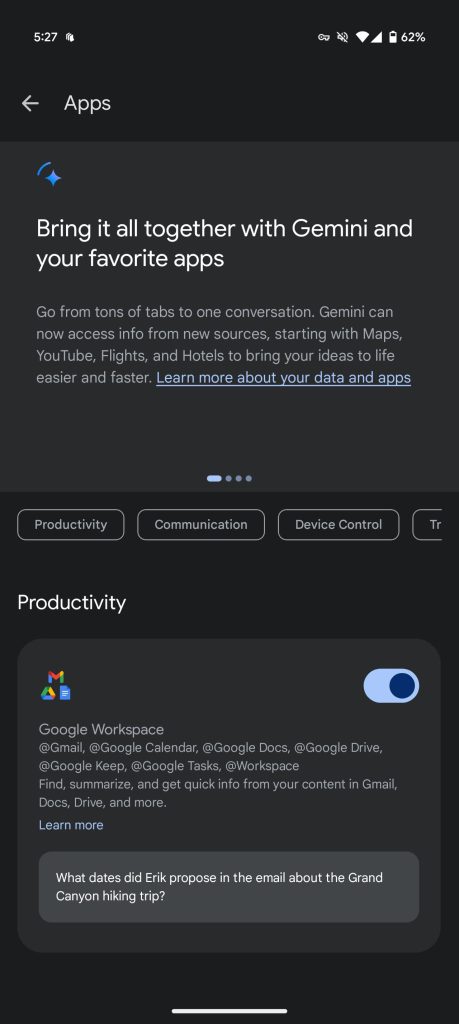 Google renames Gemini Extensions to just apps