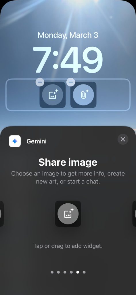 Gemini app on iPhone adds Control Center, lockscreen widgets