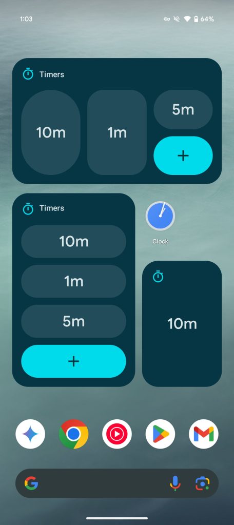 Google Clock ‘Timer Starter’ widget comes to Pixel phones