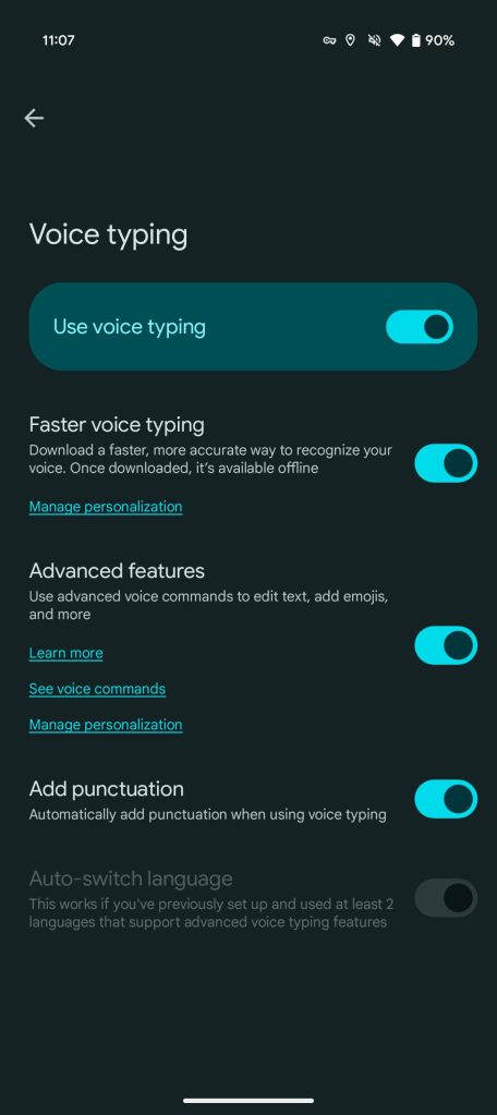Gboard’s Assistant voice typing on Pixel is now ‘Advanced features’