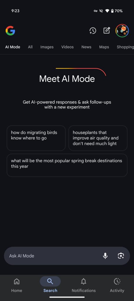 Google AI Mode gets one-tap search, smooth iOS glow