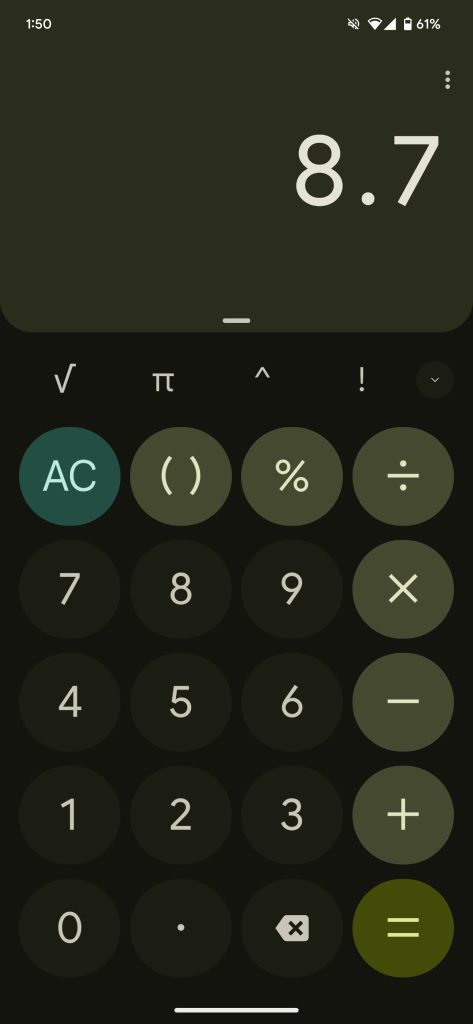 Google Calculator 8.7 update rolling out via the Play Store