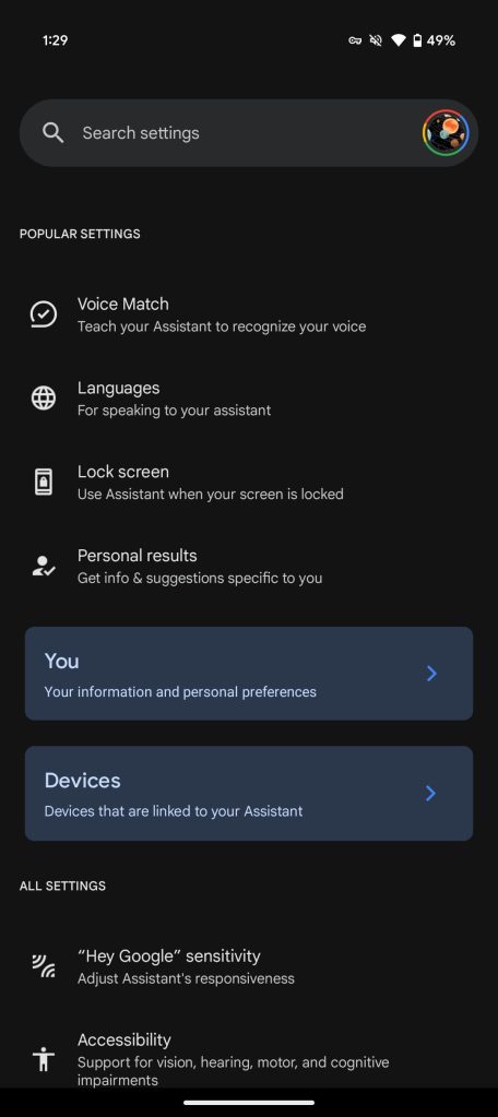 Google app removing Assistant settings on Android