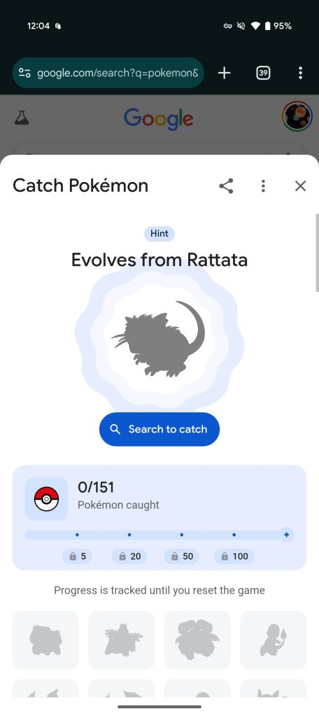You can now catch Pokémon on Google Search easter egg