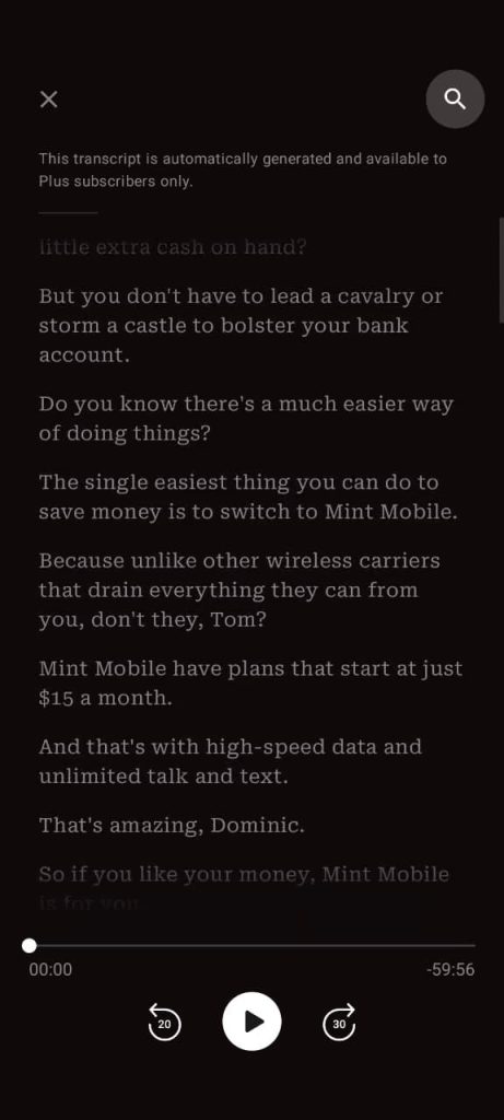 Pocket Casts can now generate episode transcripts