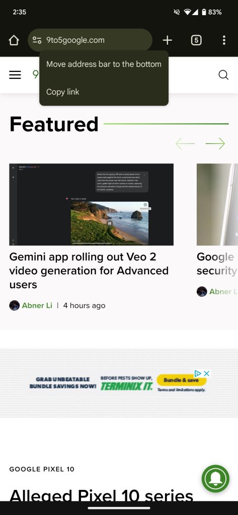 Chrome for Android starts rolling out bottom address bar