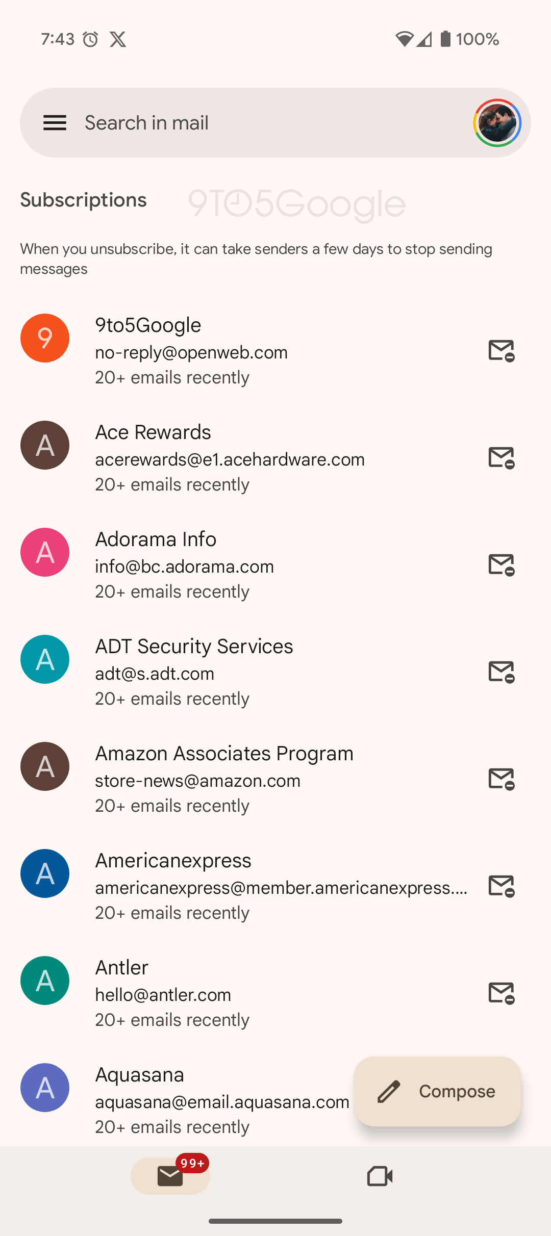 Gmail rolls out Manage Subscriptions page, one-click unsubscribe