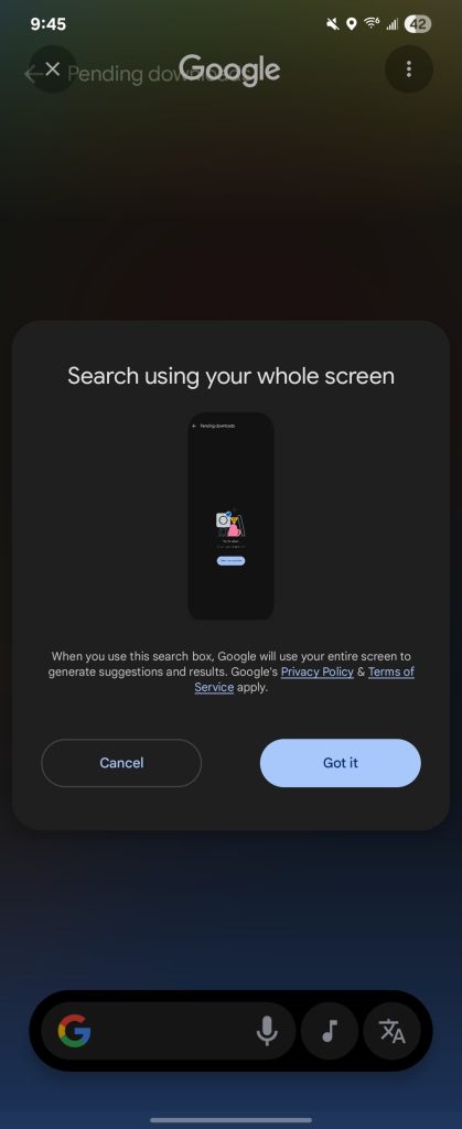Circle to Search text search is now using your whole screen