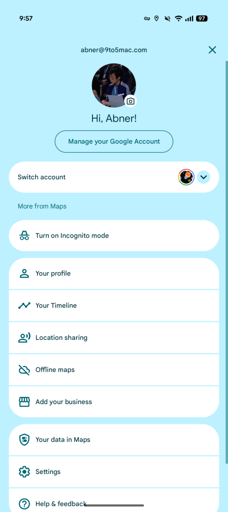 Every Google app with the fullscreen Account switcher redesign