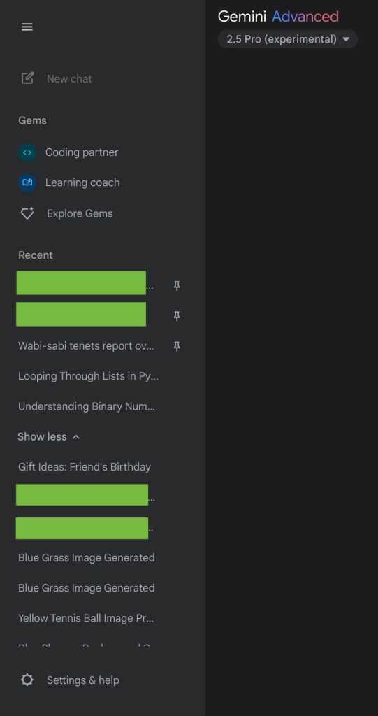 Gemini app redesigns desktop side panel with infinite history