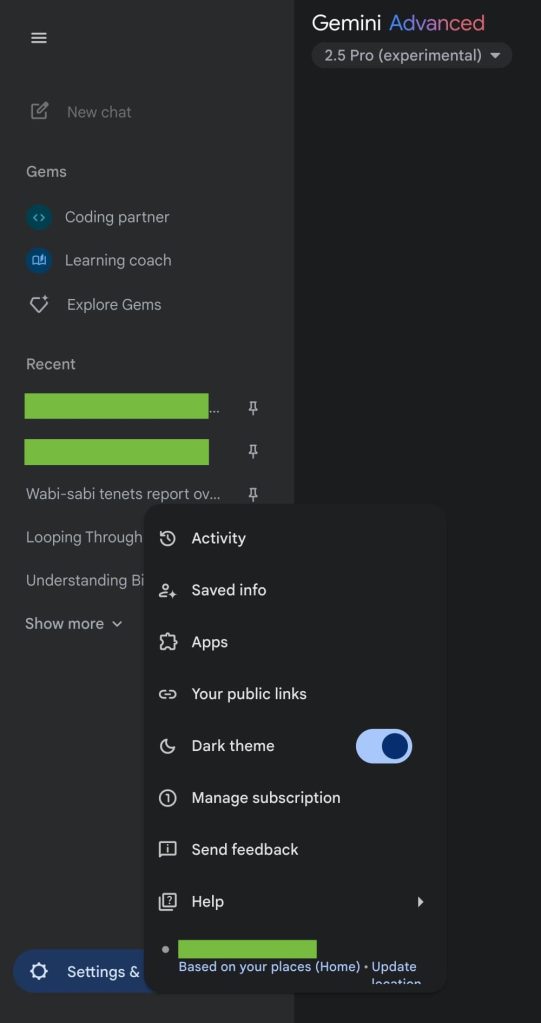 Gemini app redesigns desktop side panel with infinite history