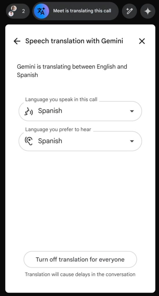 Google Meet adding real-time Speech Translation, beta today