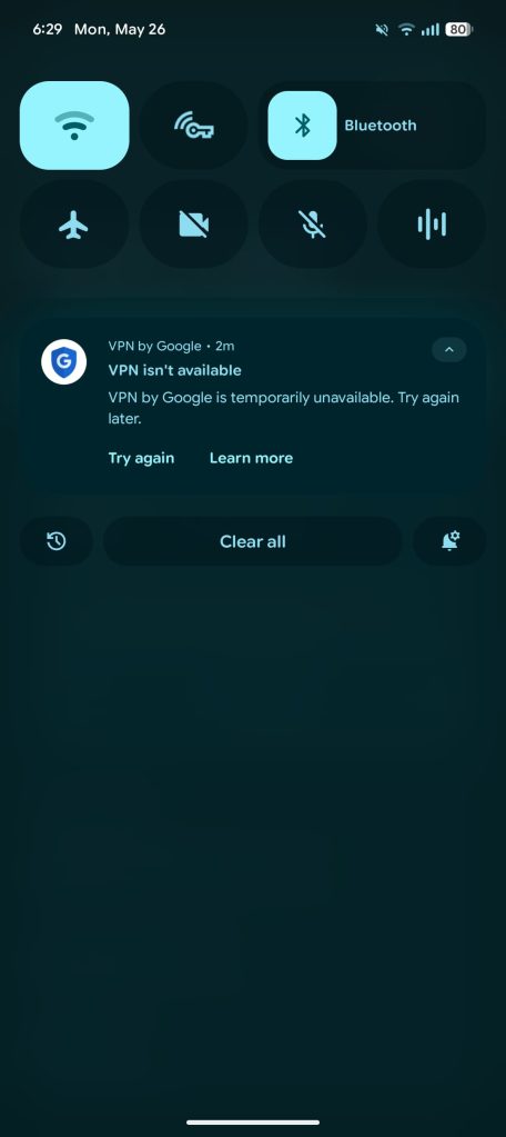 Pixel's VPN by Google ‘unavailable’ & responsible for no internet