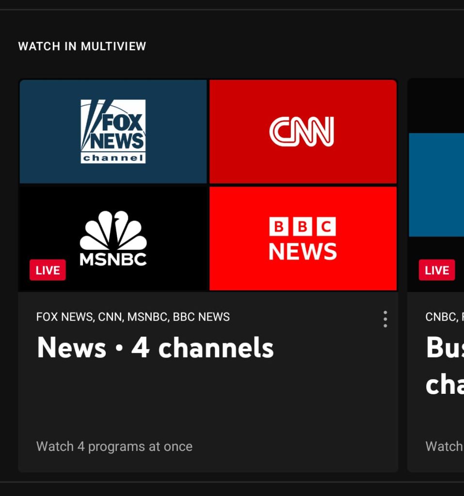 YouTube TV preps test of custom Multiviews outside of sports