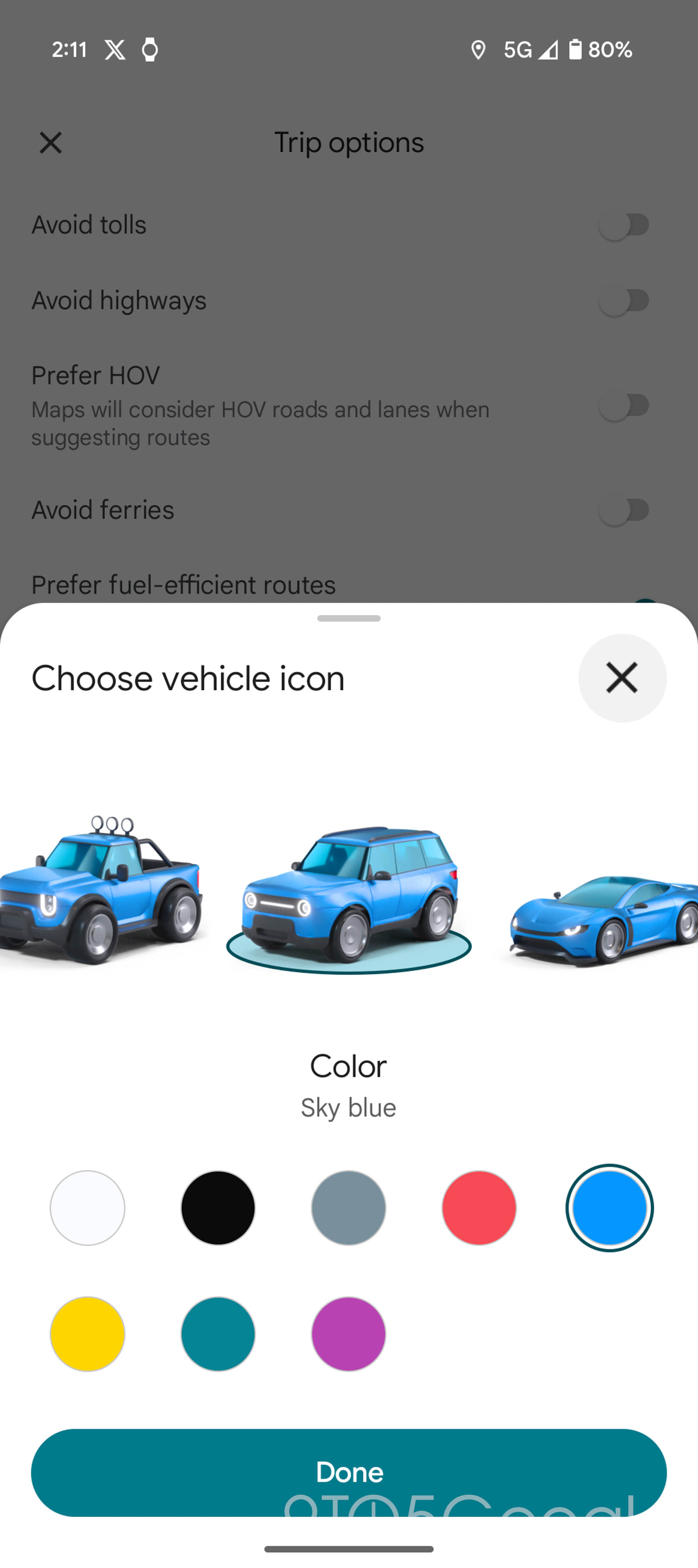 Google Maps lets you pick a car icon on Android Auto and CarPlay