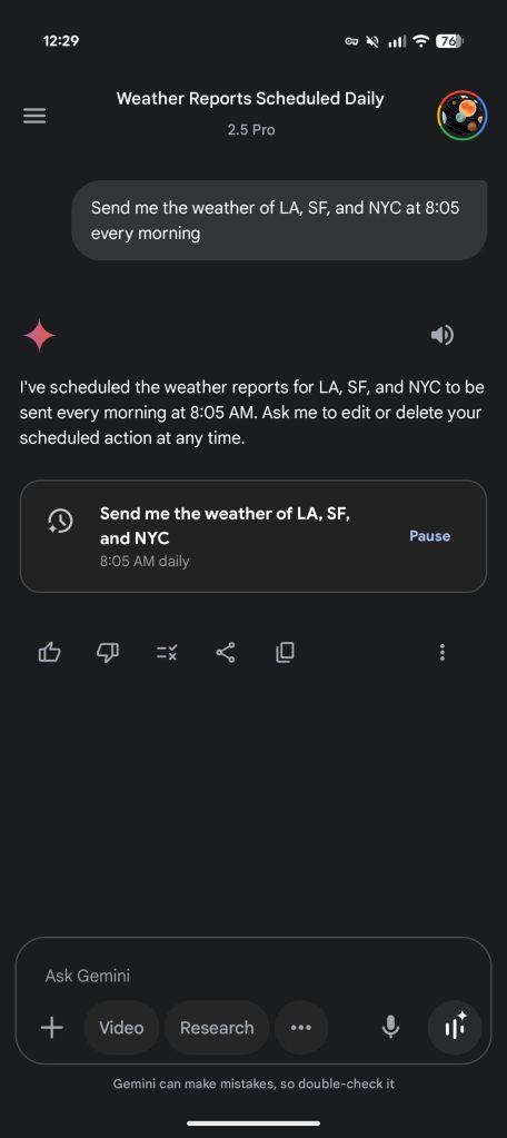Gemini Scheduled Actions now available on Android, iOS, and web