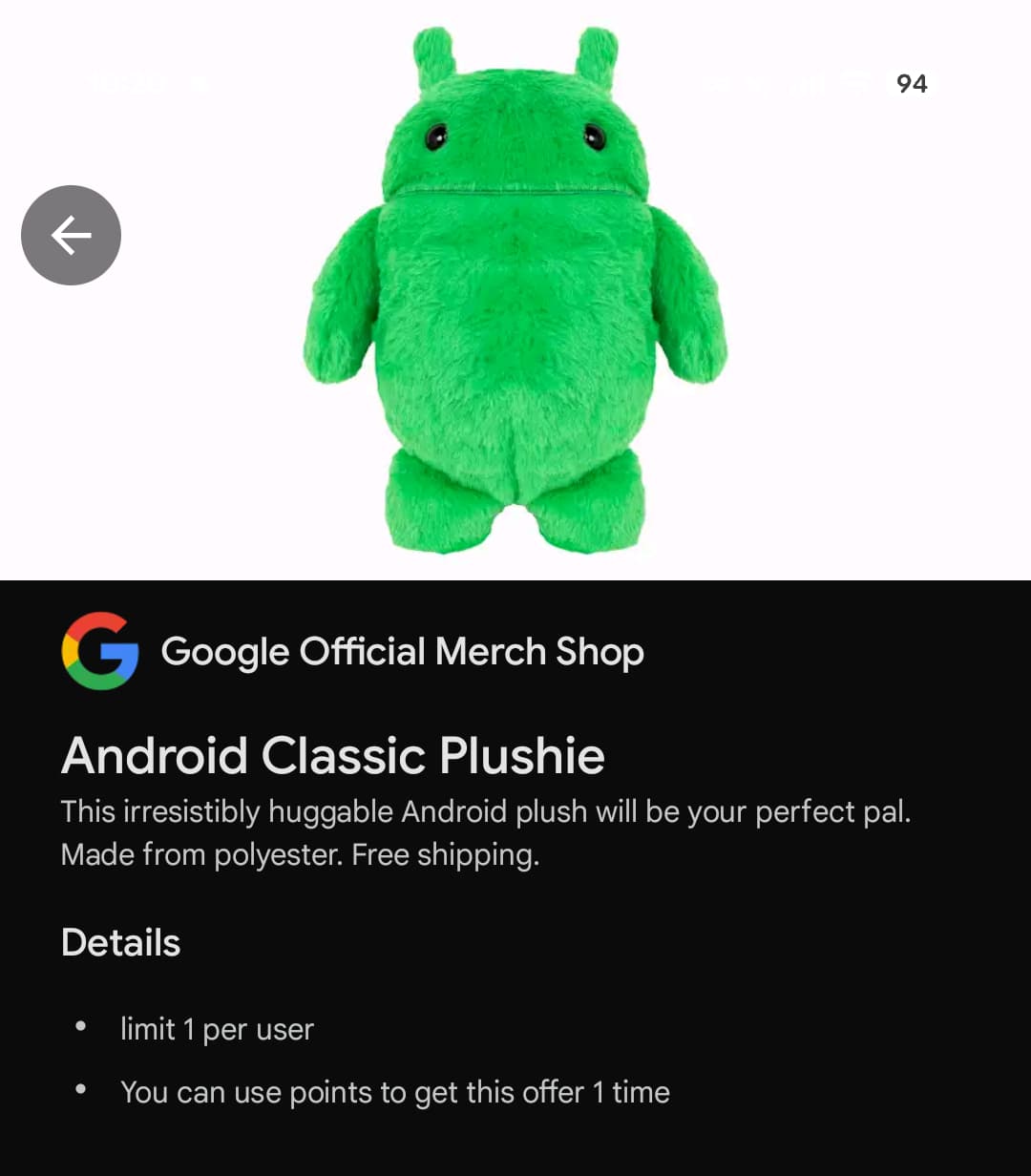 You can redeem Play Points for Android ‘Bot’ and Google swag