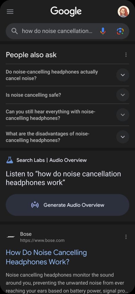 Google testing Audio Overviews for Search results