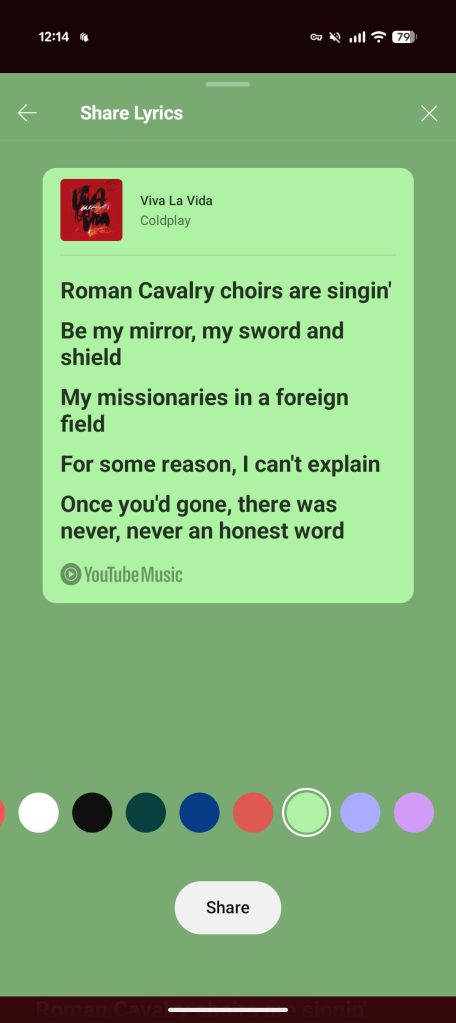 YouTube Music rolls out lyrics sharing on Android and iOS