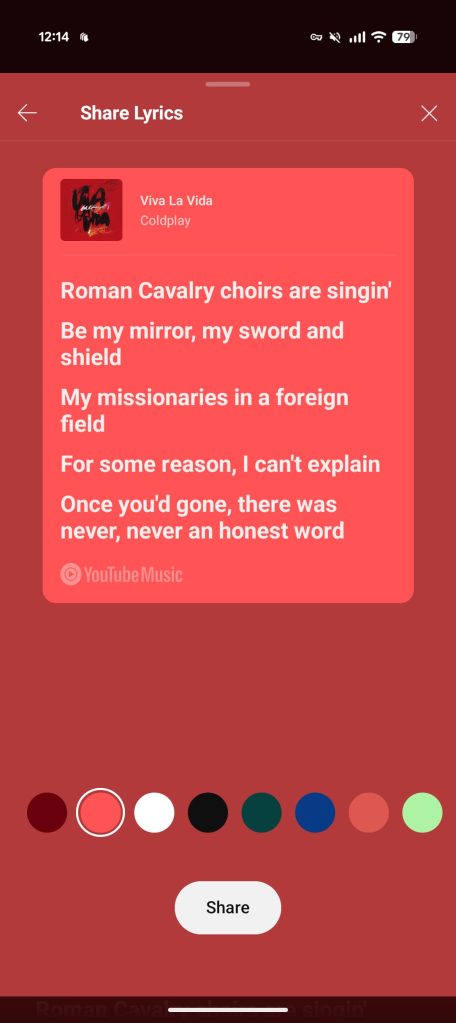 YouTube Music rolls out lyrics sharing on Android and iOS