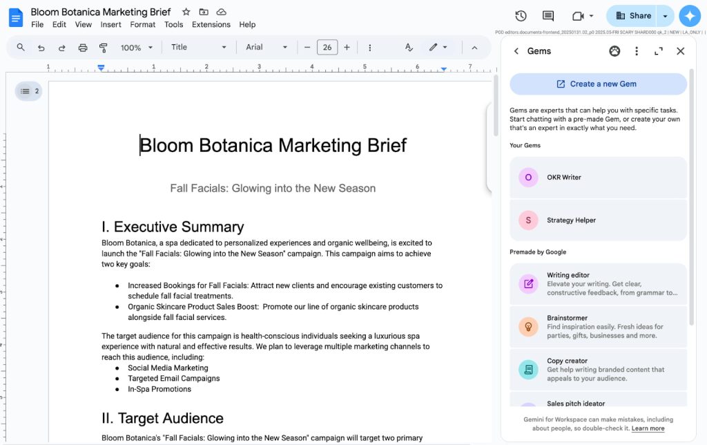 Gemini Gems are coming to the Gmail, Drive, and Docs side panel