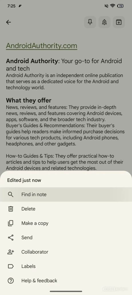 Google Keep could make digging through long notes much easier