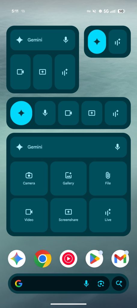 Gemini app redesign brings new homescreen widget shapes