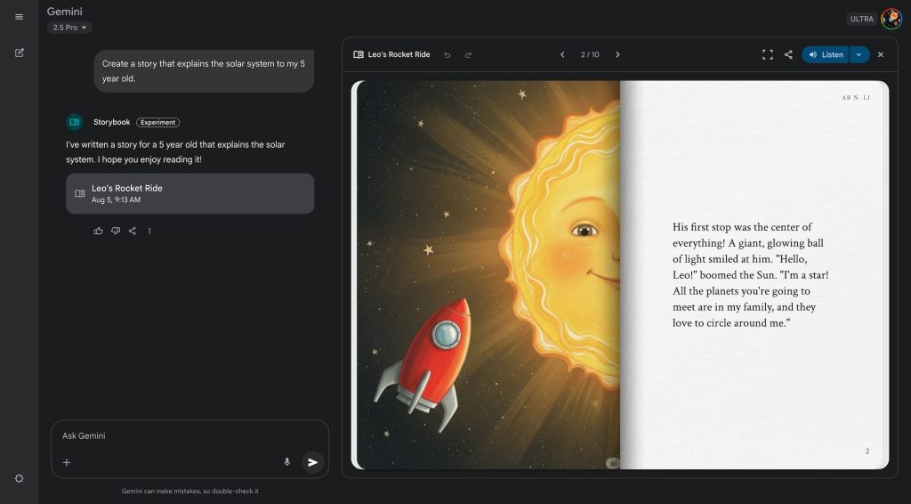 Gemini app can now create custom storybooks, comics, more
