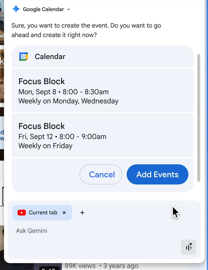 Gemini in Chrome rolling out to free users, agentic features coming