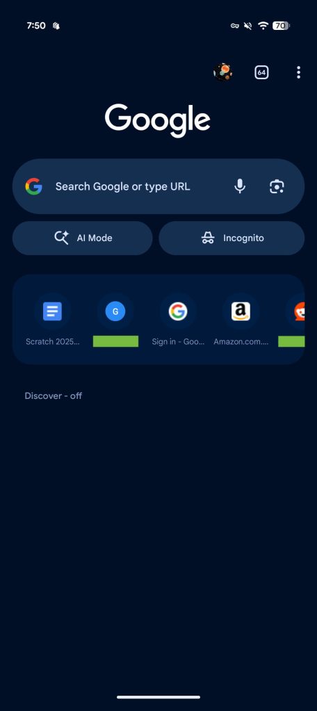 Chrome New Tab Page adds AI Mode, Incognito shortcuts