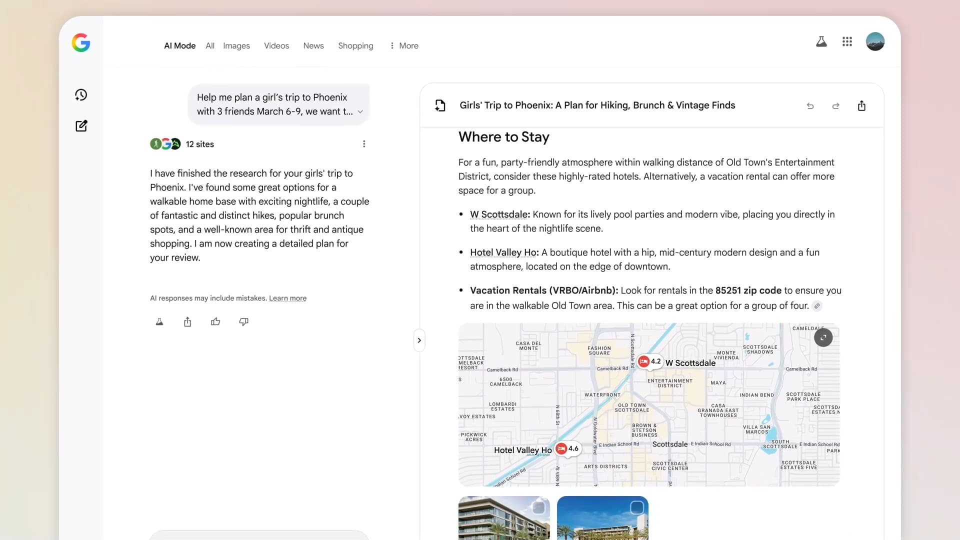 Google AI Mode will help you create full travel plans with Canvas