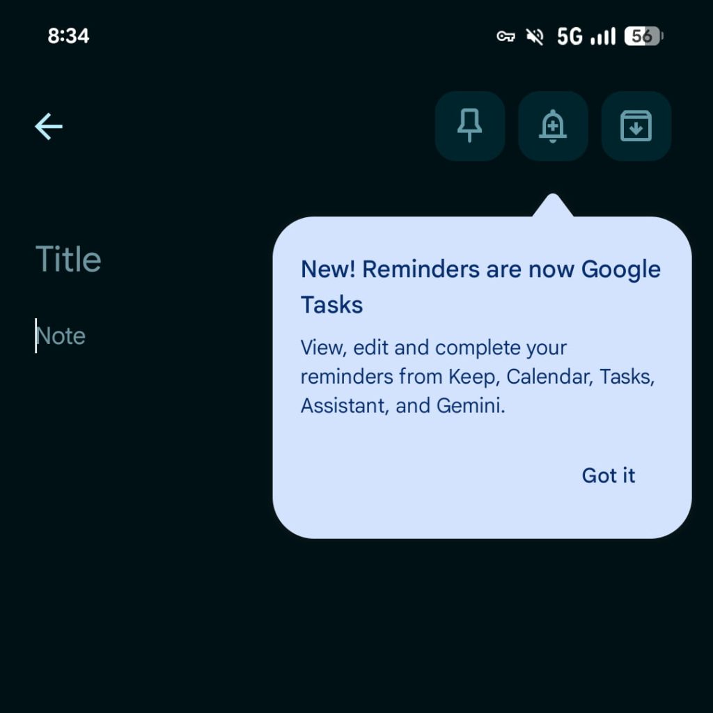 Google Keep slowly rolling out Tasks integration