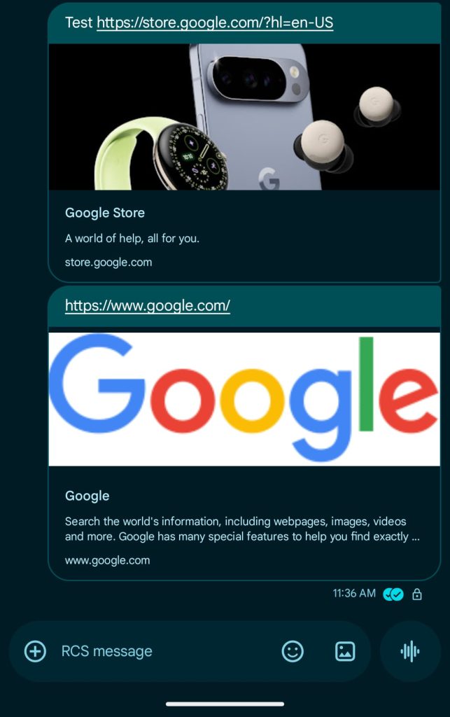 Google Messages redesigning link and YouTube previews