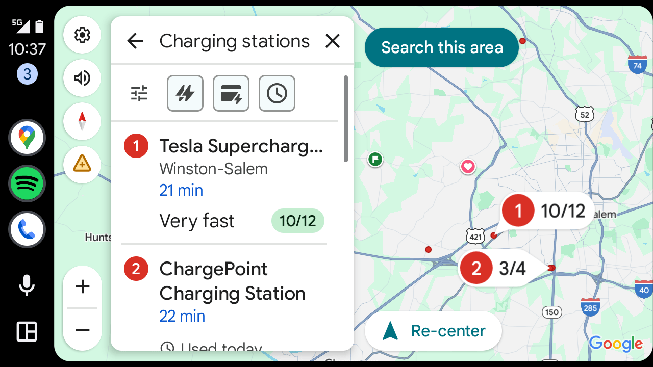 Android Auto adding Google Maps EV filters for charging stations