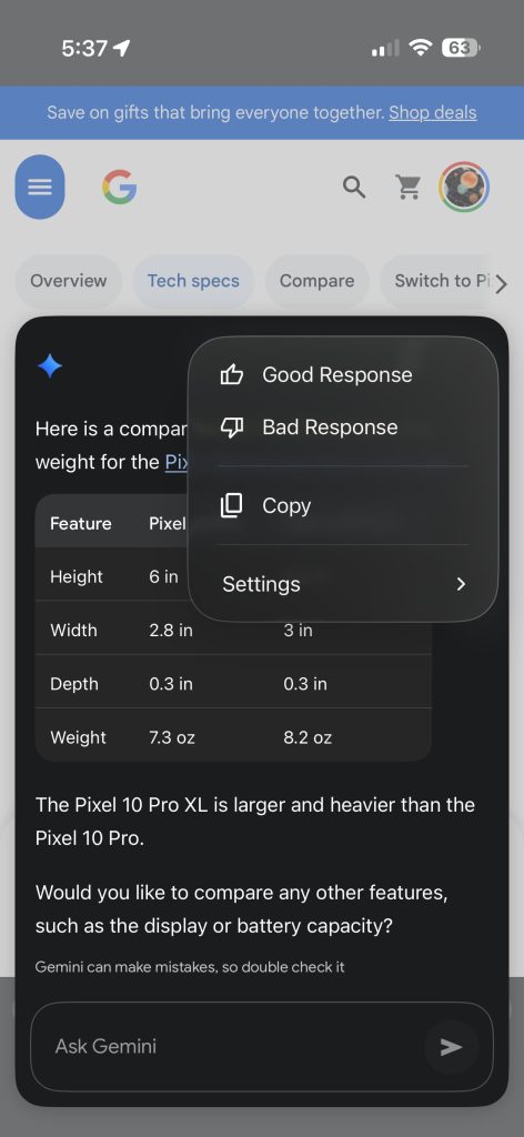 Chrome for iPhone rolling out built-in Gemini integration