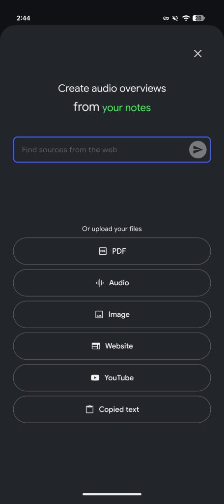 NotebookLM app adds built-in camera for image sources