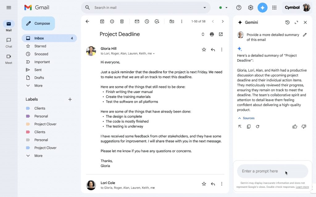 New Gmail AI features replacing Gemini side panel for some