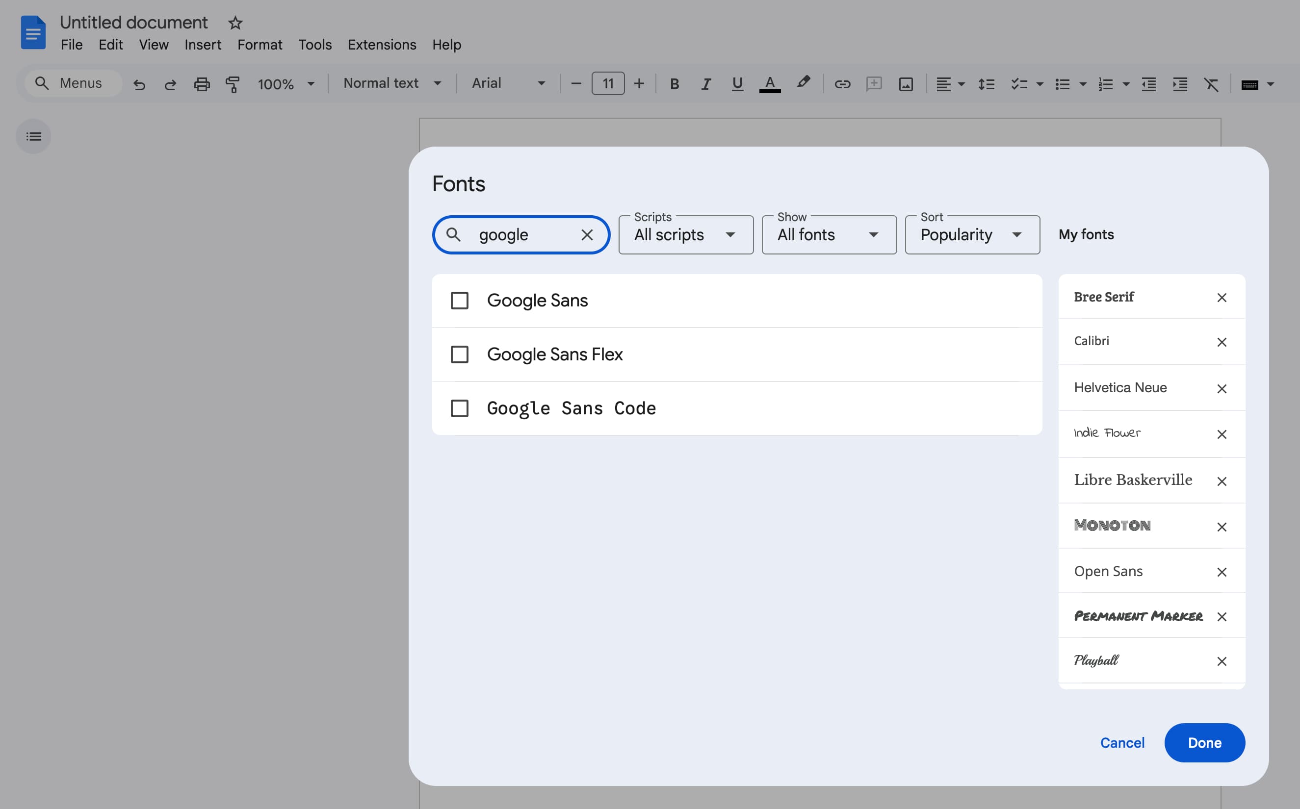 How to add Google Sans in Google Docs