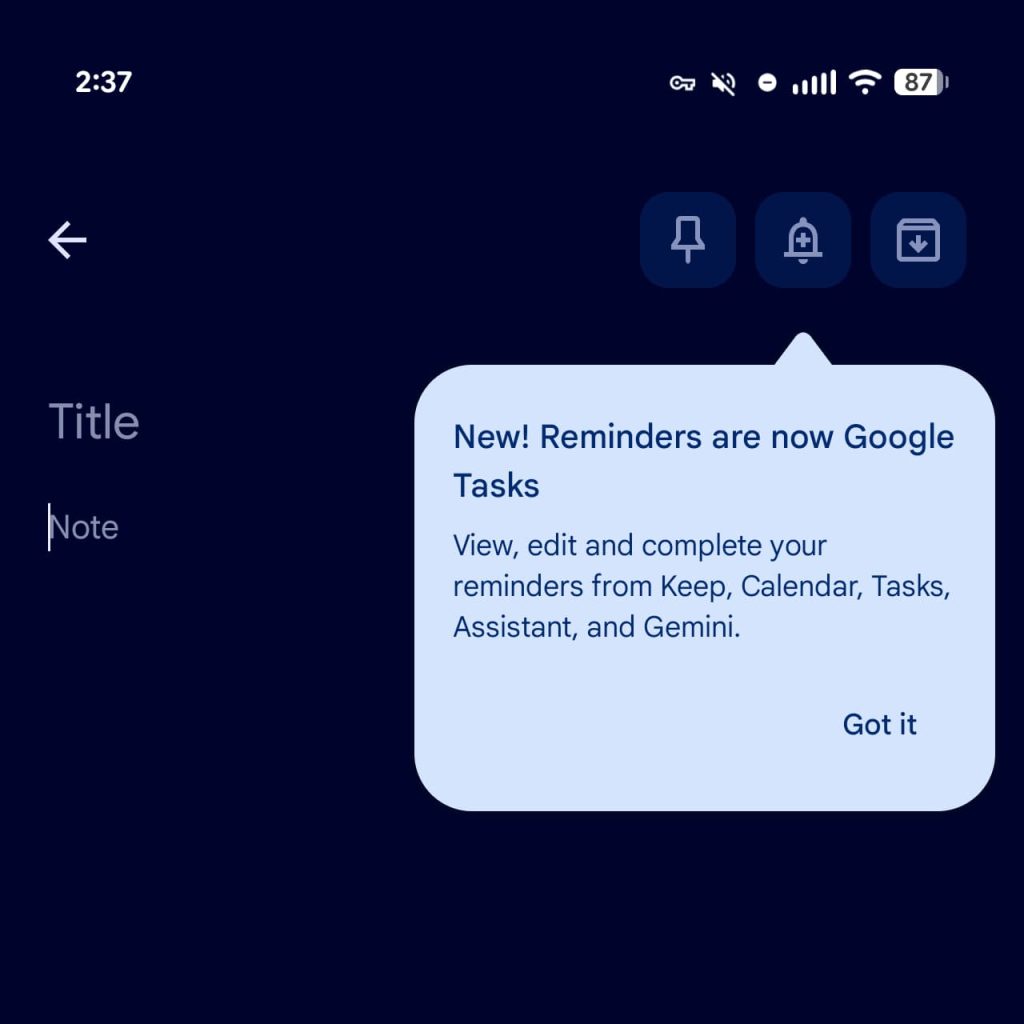 Google Keep reminders migration to Tasks more widely rolling out