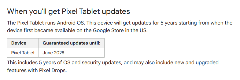 Google gives Pixel Tablet another two years of Android OS updates