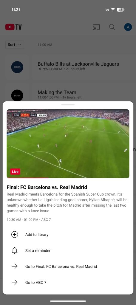YouTube TV rolls out Live Guide redesign on Android, iOS