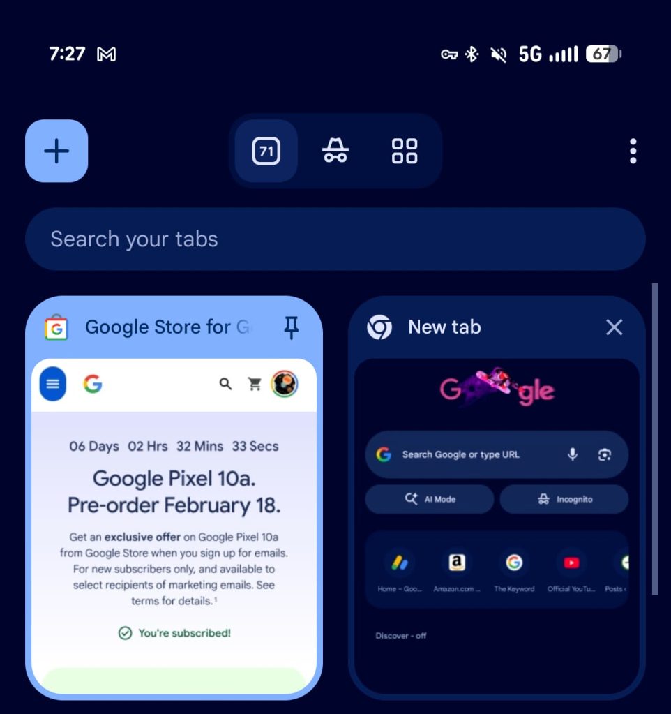 Chrome for Android rolling out pinned tabs