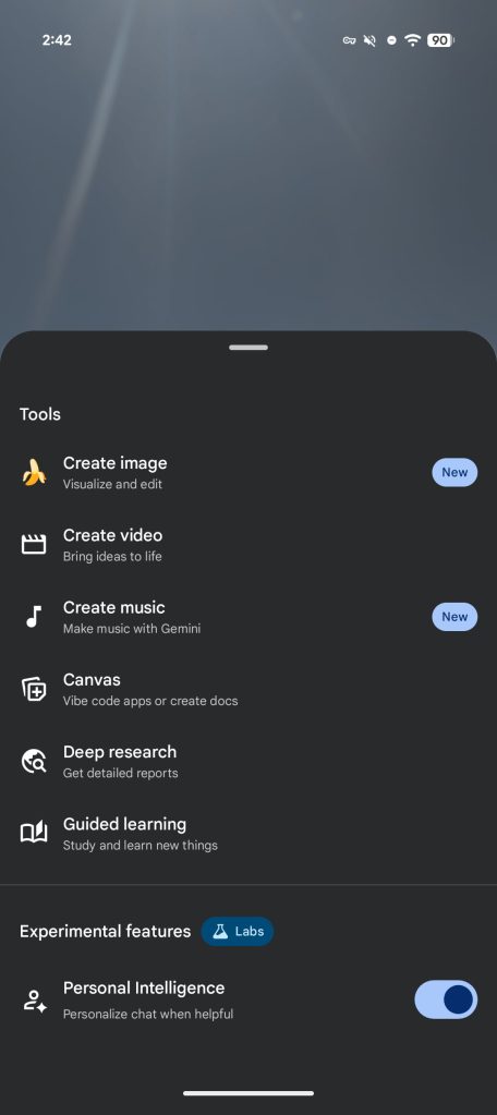 Gemini rolls out overlay redesign that adds full Tools menu [U]