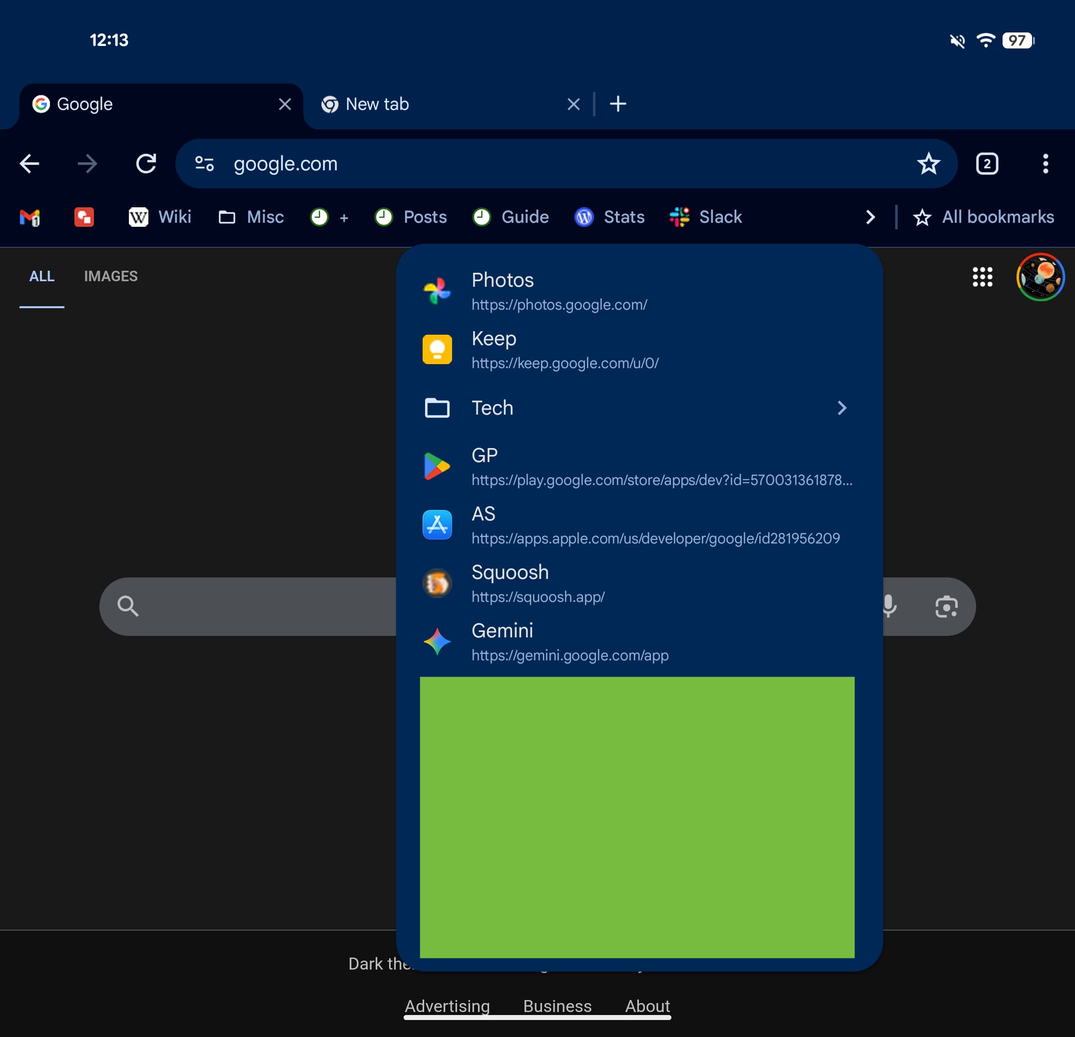 Chrome on Android tablets, foldables rolling out bookmarks bar