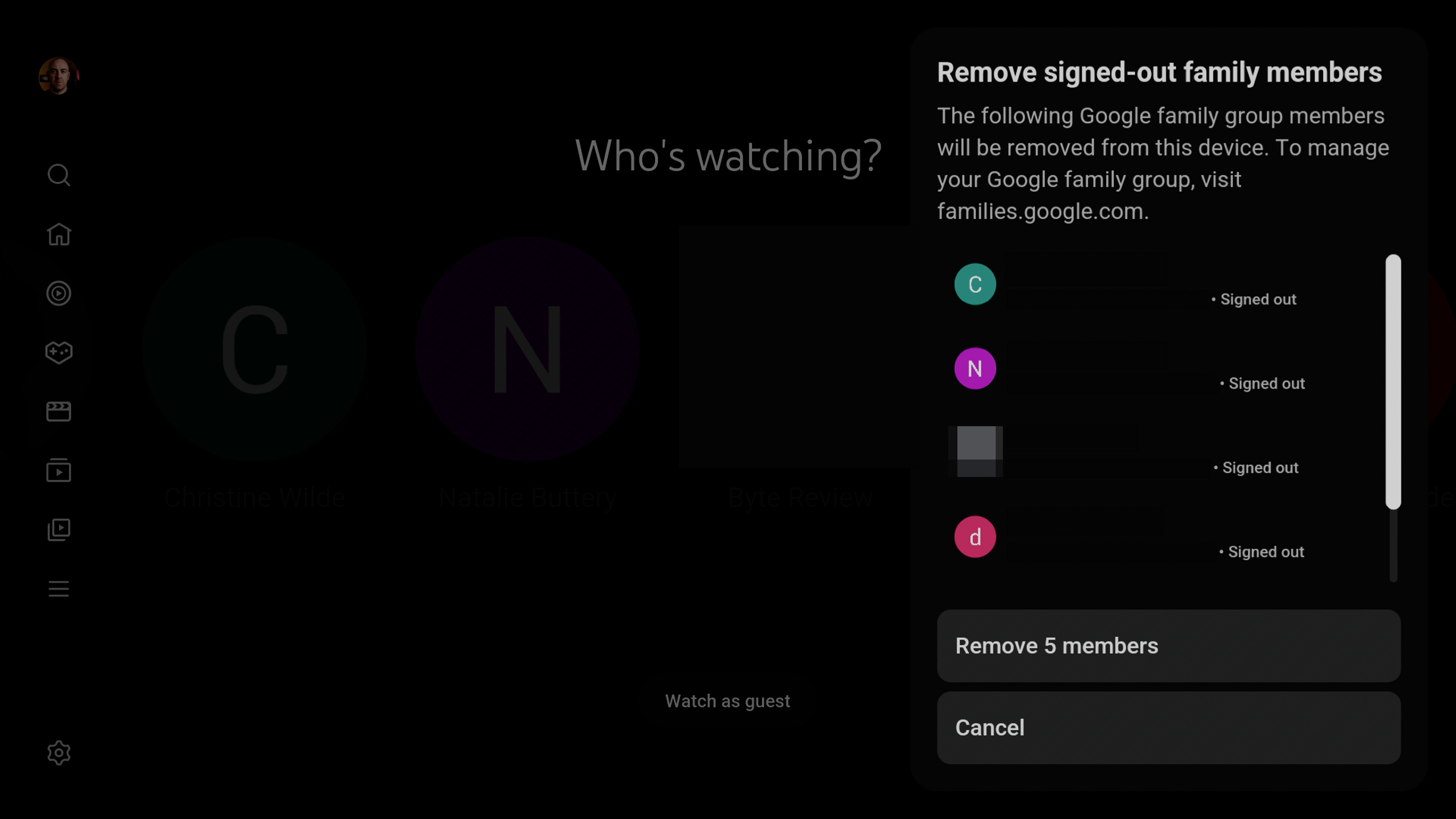 YouTube for Android TV now shows Premium family plan members at account ...