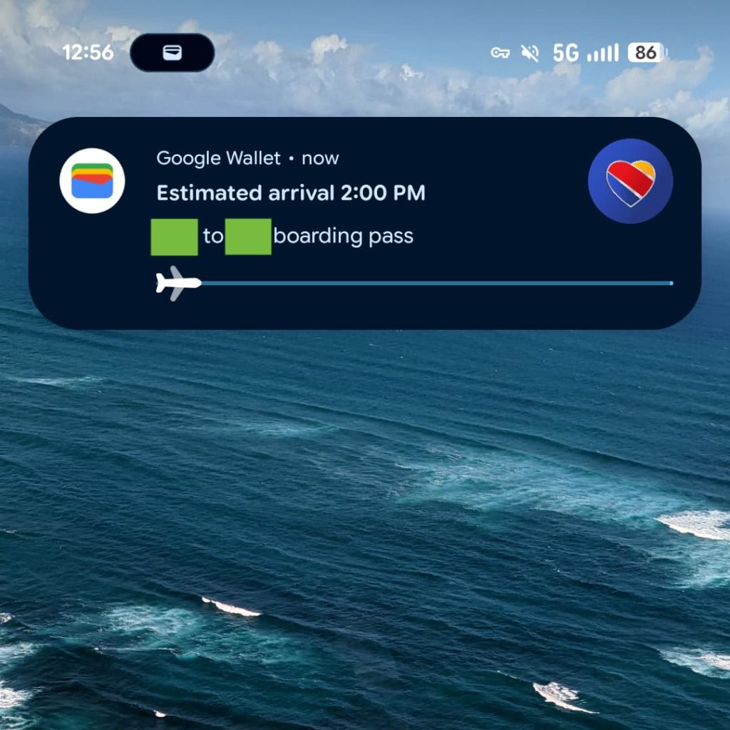 Google Wallet adds Live Update for flight tracking