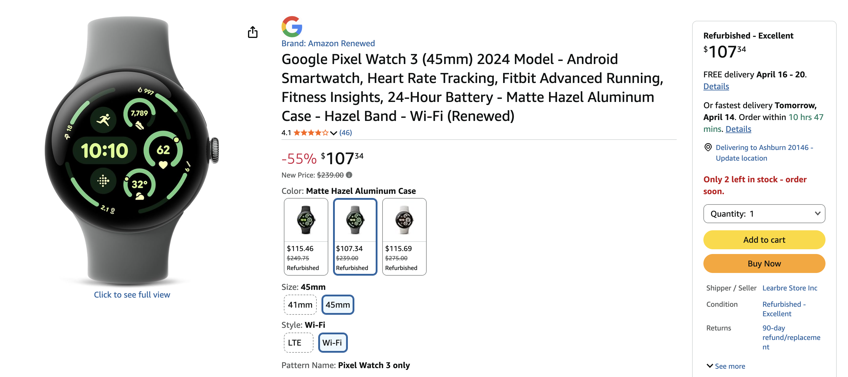 A renewed 45mm Pixel Watch 3 is just $110 right now on Amazon
