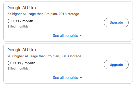 Google clarifies its slightly confusing pair of AI Ultra plans