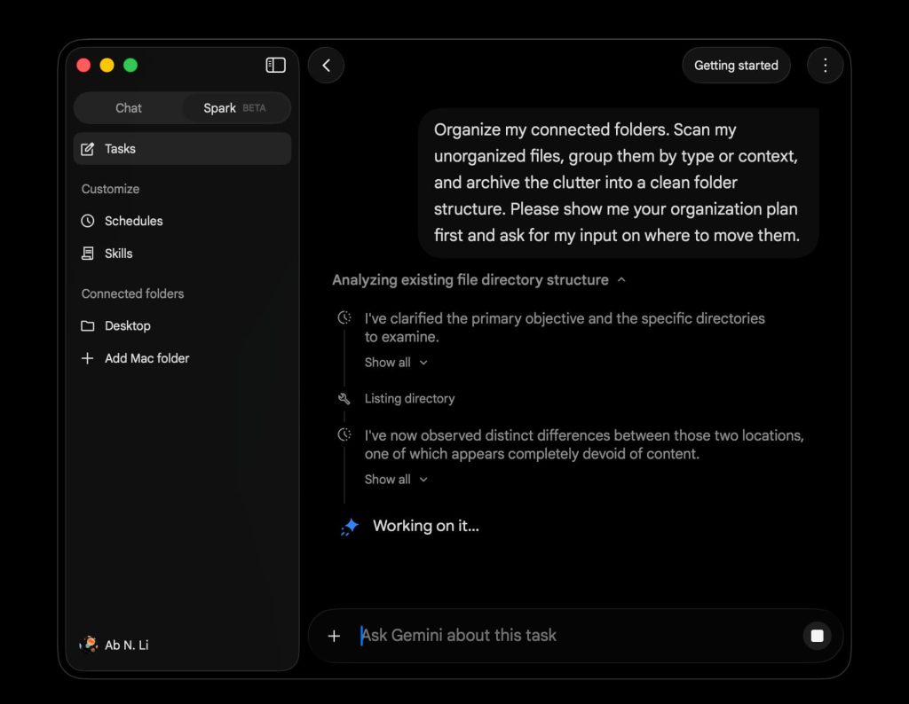 Gemini Spark rolling out to macOS app for local tasks, automation